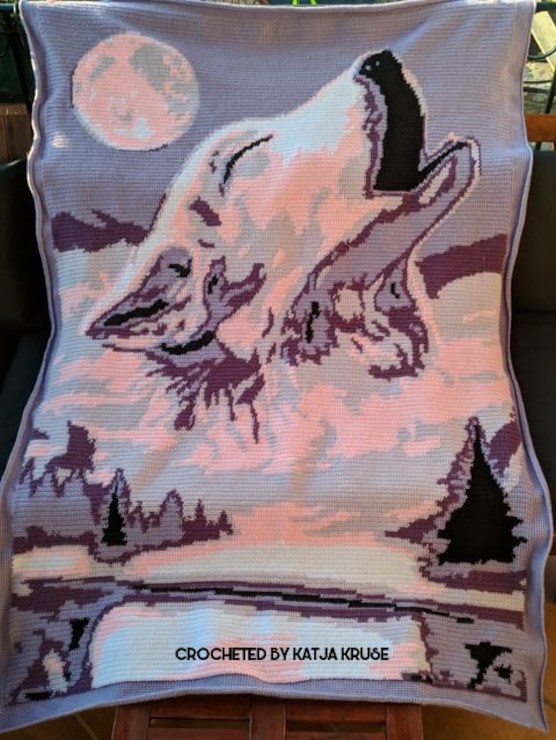 Howling Wolf Crochet Graphghan Pattern | Etsy