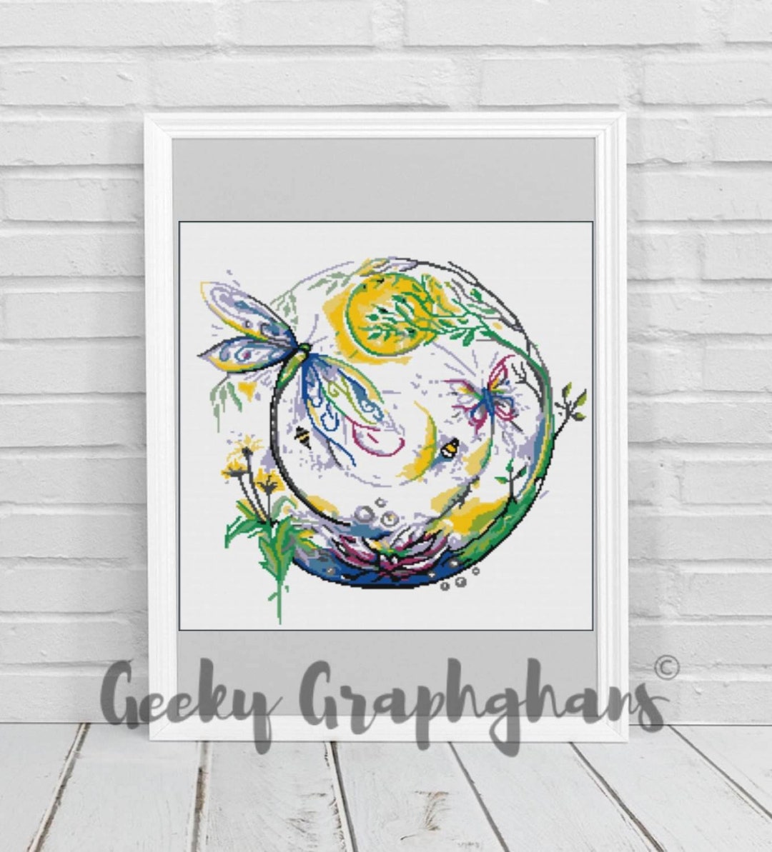 Watercolor Dragonfly Circle Crochet Graphghan Pattern - Etsy