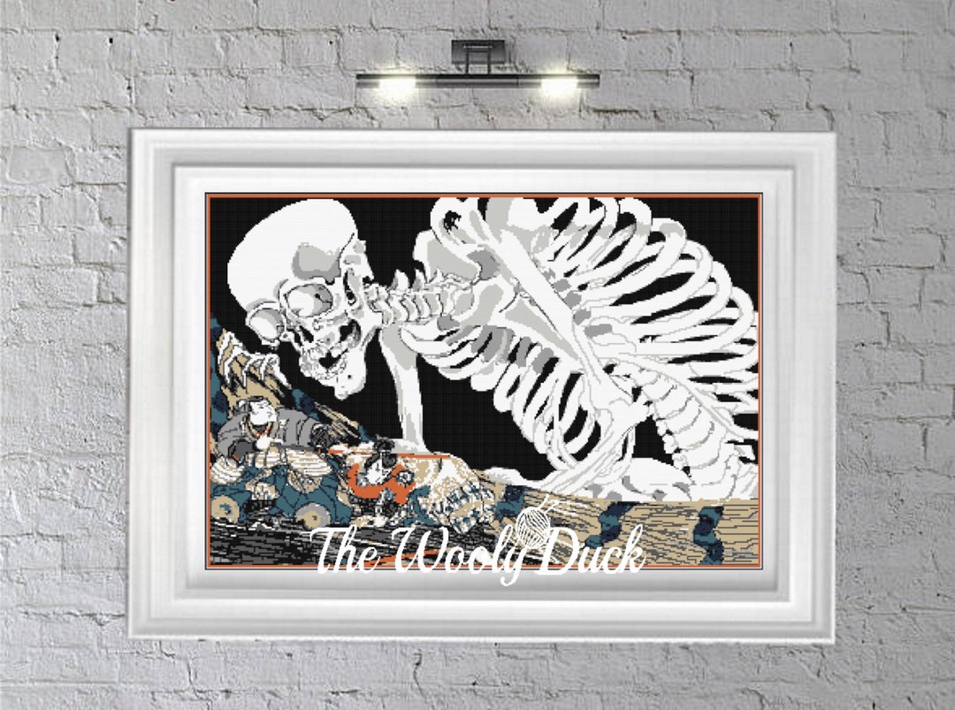 Japanese Woodwork Skeleton Crochet / Graphghan Portrait Pattern/ Cross ...