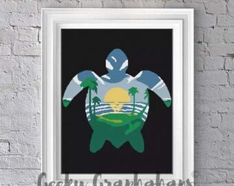 Sea Turtle 2 Crochet Afghan Pattern Graph - Etsy