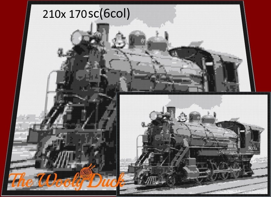 Steam Train 6 Colours Graphghan Pattern for Single Crochet/cross Stitch ...