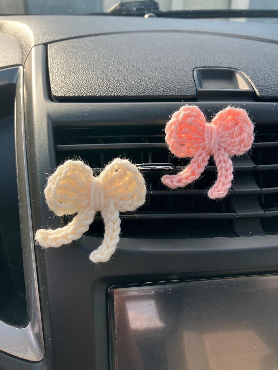 Crochet Bow Vent Clip Bow Vent Clip - Etsy