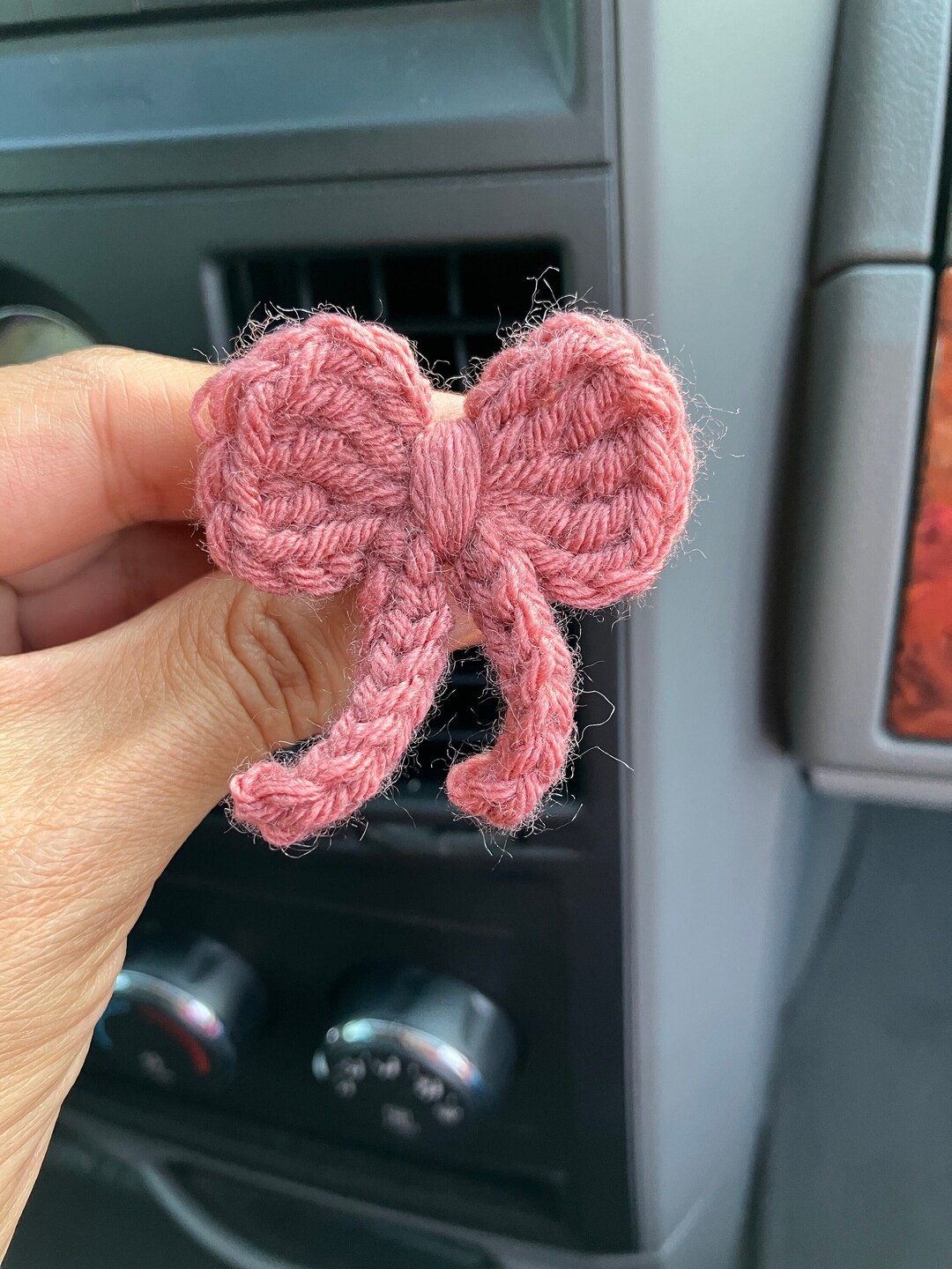 Crochet Bow Vent Clip Bow Vent Clip - Etsy