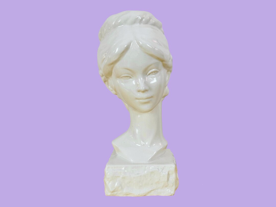 Vintage 1970s White Ceramic Lady Head Bust Sculpture Art Piece - Etsy