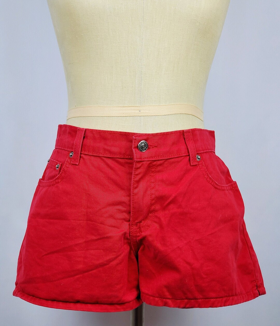 Vintage 1990s Jordache Red Denim High Waisted Jean Shorts - Etsy