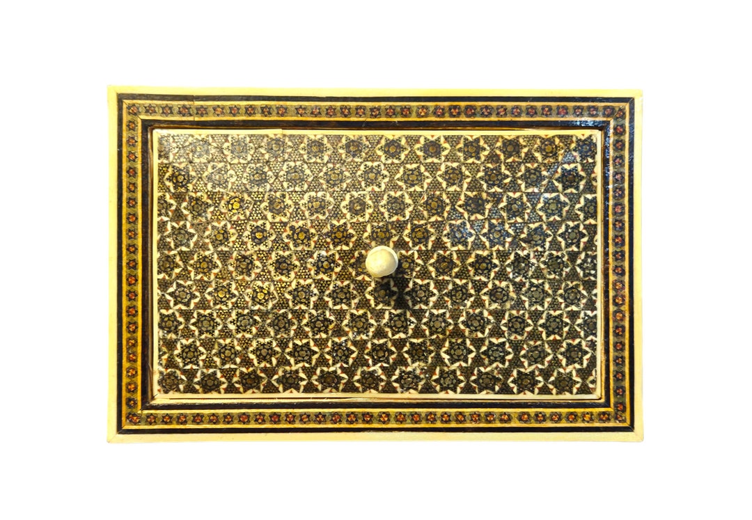 Vintage Micro Mosaic Persian Jewelry Trinket Box With Velvet Lining and ...