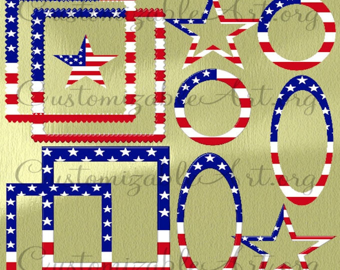 Patriotic Frame Clipart Digital 4th of July Border Frame July - Etsy