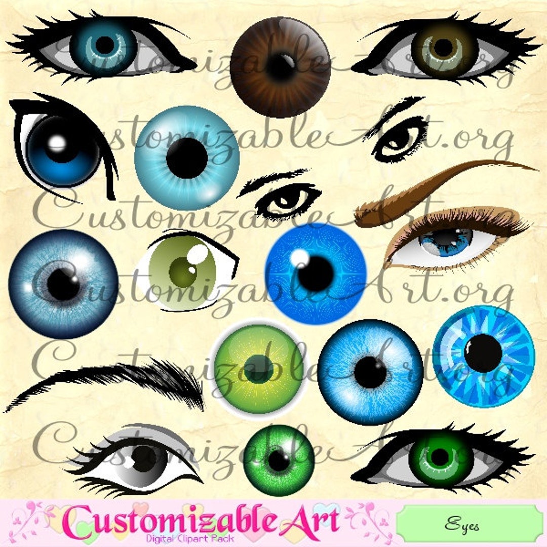 Eye Clipart Digital Eye Clip Art Right Left Dark Light Colored Brown ...