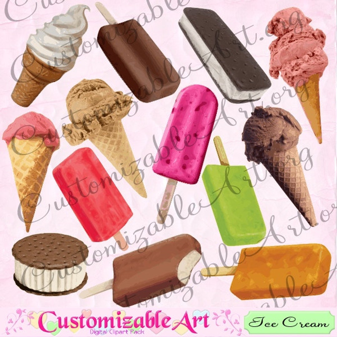 Ice Cream Clipart Digital Ice Cream Clip Art Ice Cream Cone Chocolate ...