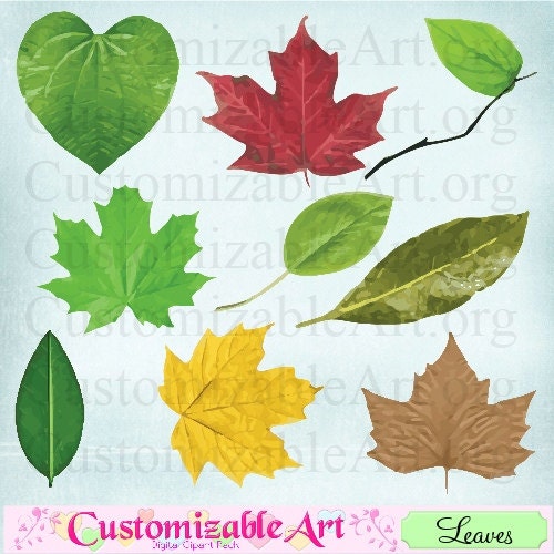 Digital Clipart, Leaf Clipart, Green Leaves Clip Art, Digital Scrapbook ...