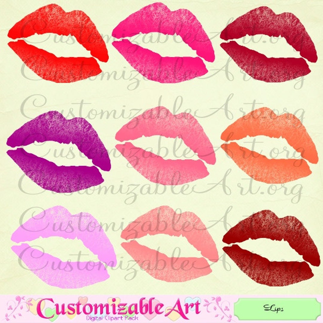 Lips Clipart Digital Lips Clip Art Image Kiss Clipart Red Hot Pink Sexy ...