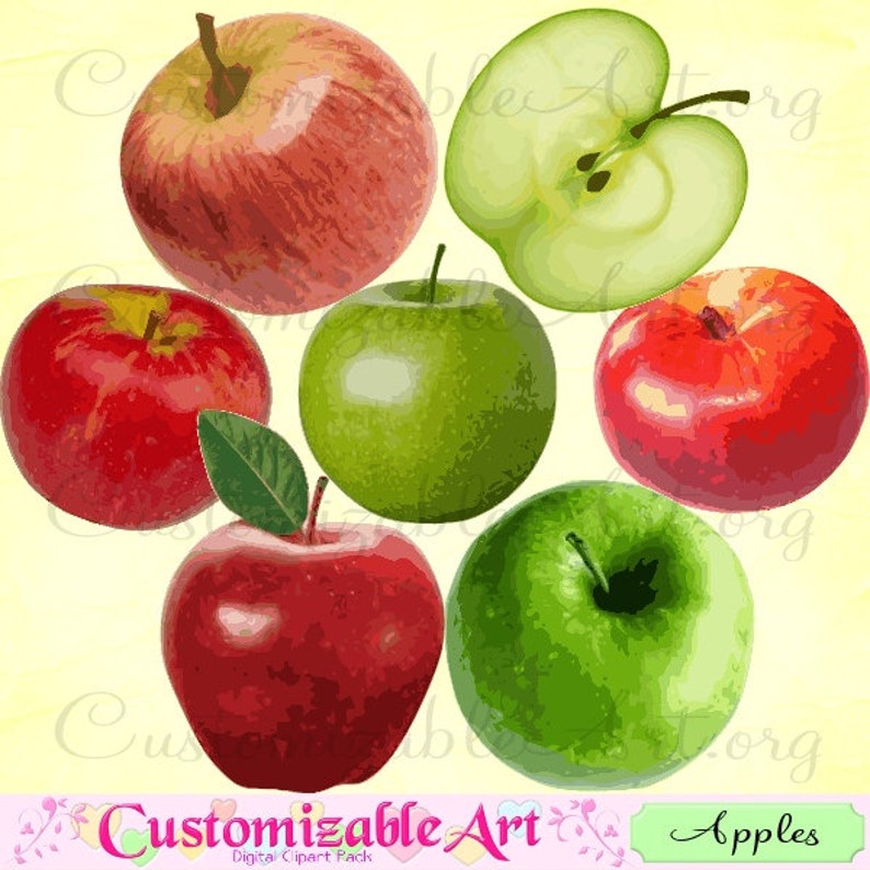 Apple Clipart Digital Apple Clip Art Images Scrapbook Red Green Apples ...
