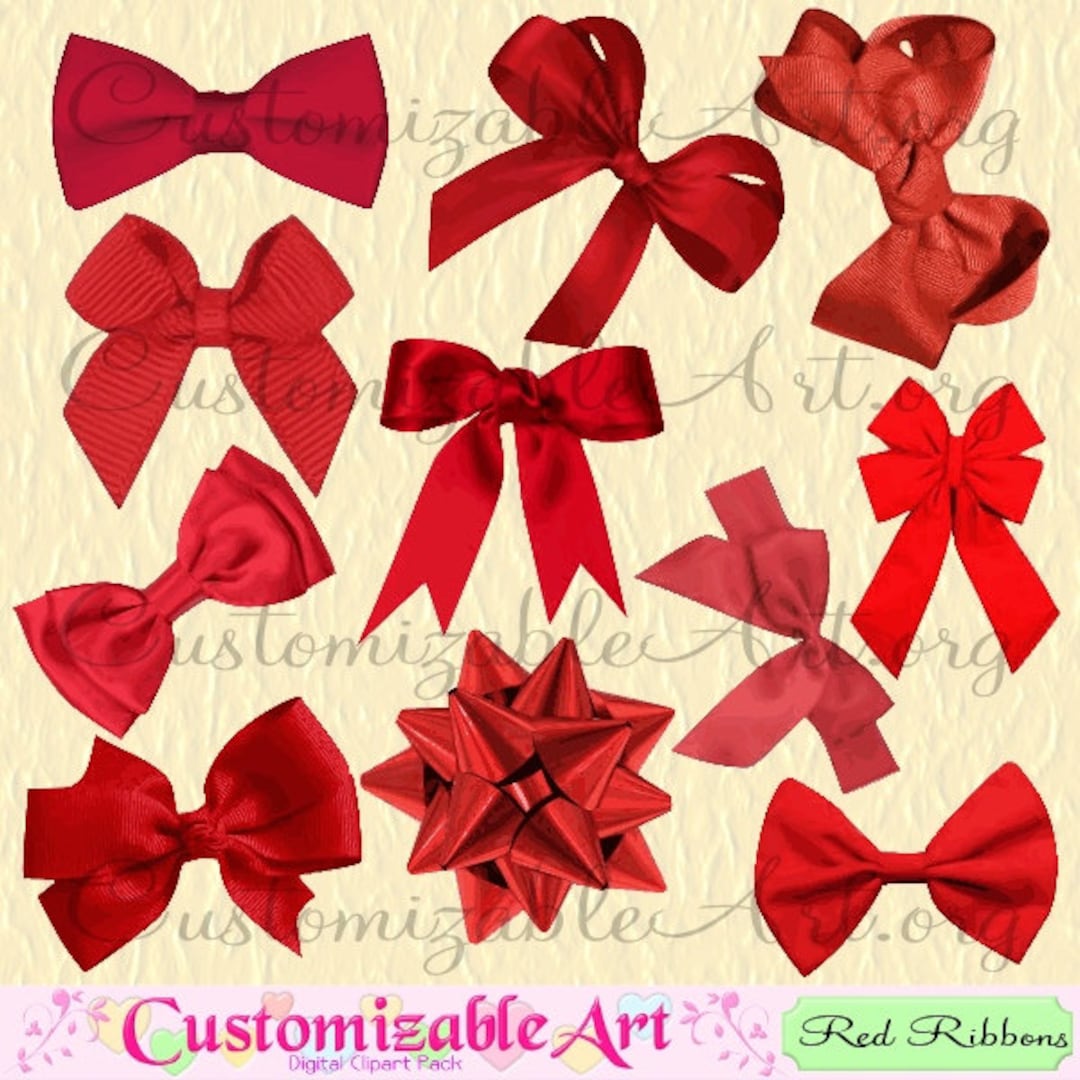 Red Ribbon Clipart Digital Red Bows Ribbons Clip Art Images Graphics ...