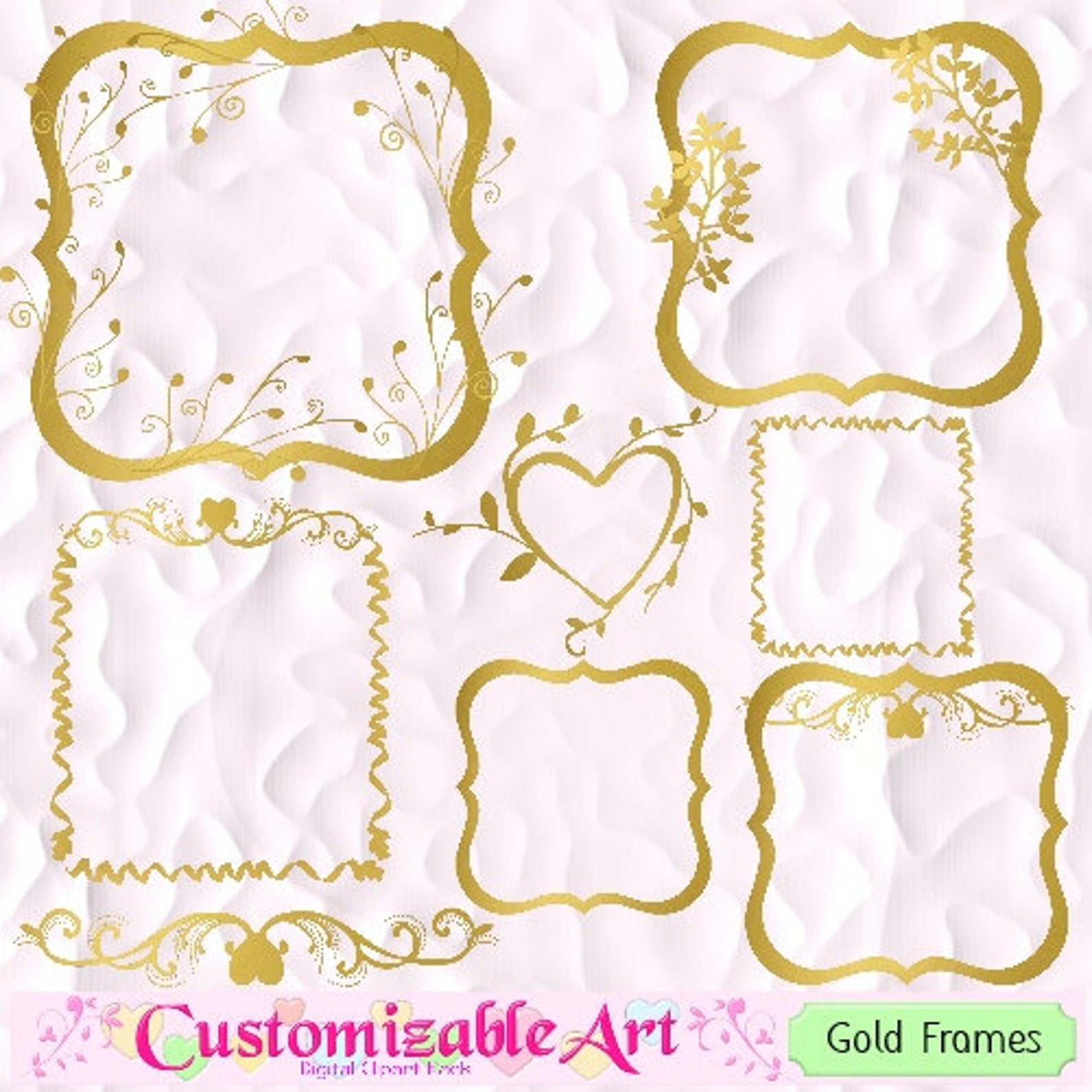 Gold Frames Clipart Digital Gold Border Clipart Gold Frame Clipart ...