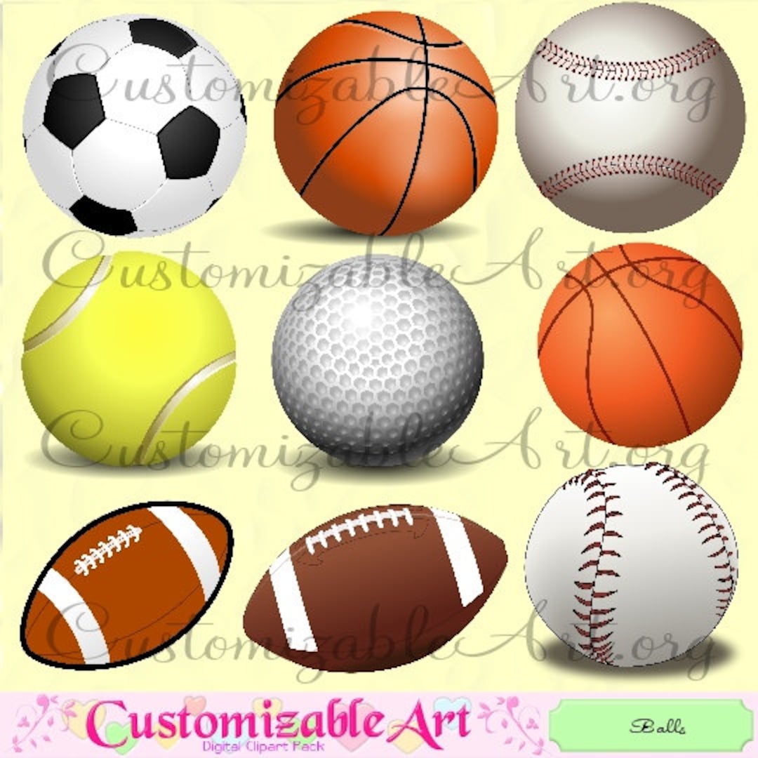Ball Clipart Digital Ball Clip Art Football Soccer Golf Rugby Baseball ...