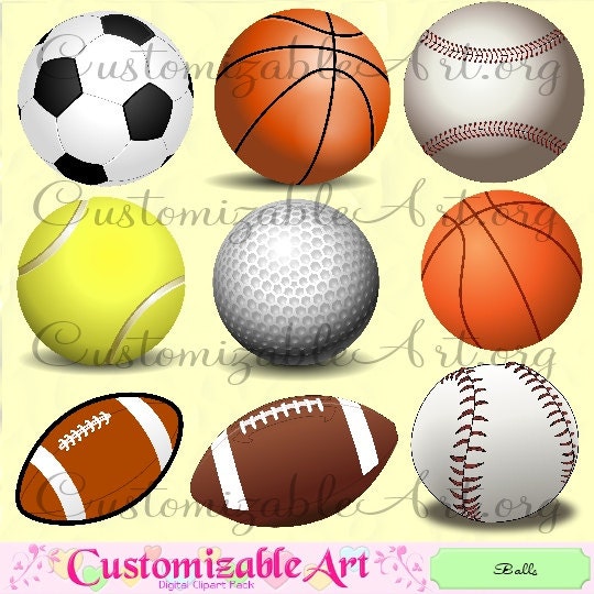 Ball Clipart Digital Ball Clip Art Football Soccer Golf Rugby Baseball ...