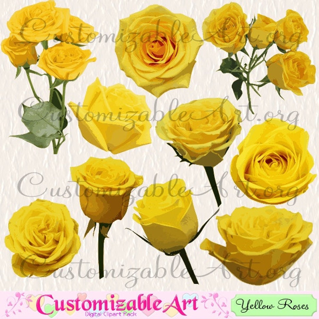 Yellow Rose Clipart Digital Yellow Roses Clip Art Flower Clipart Images ...