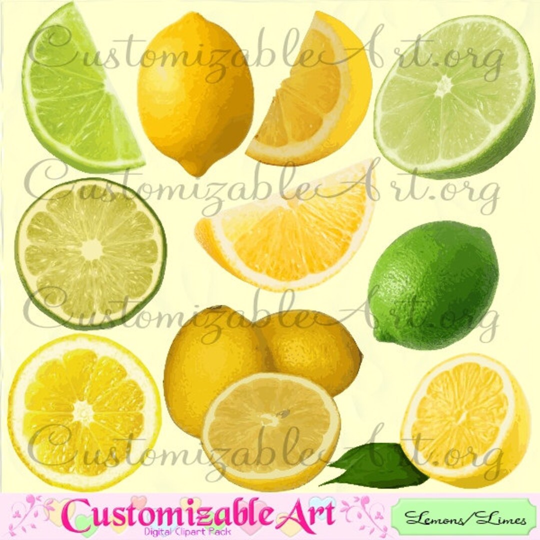 Lemon Clipart Digital Lemon Clip Art Lime Clipart Images Citrus Fruit ...