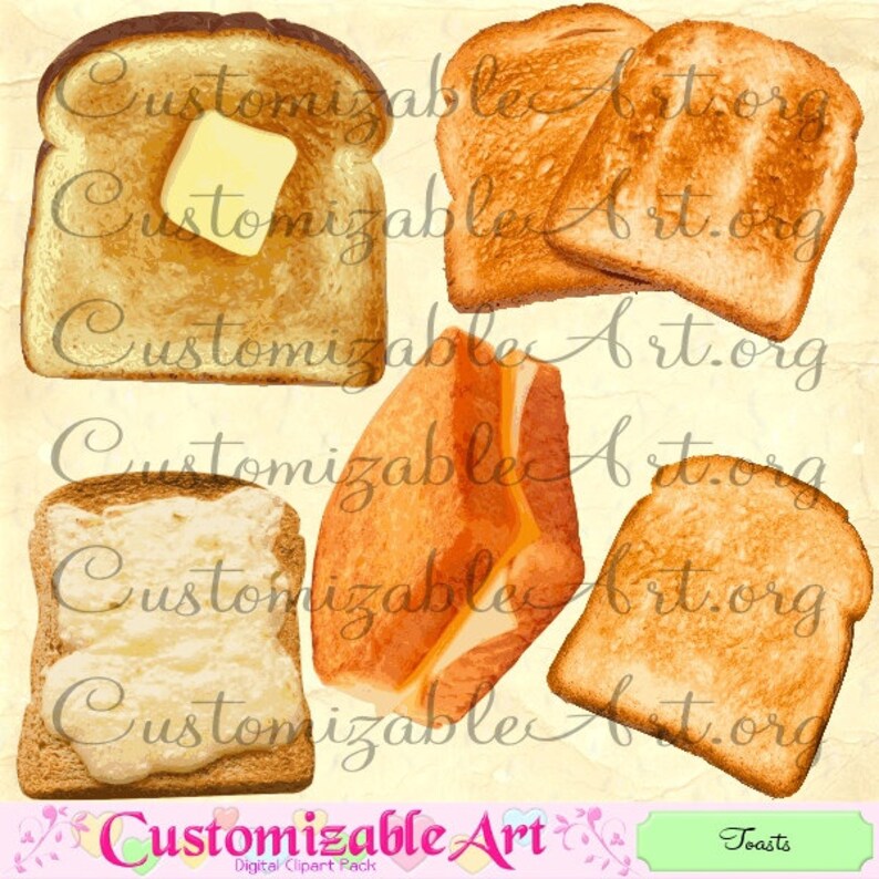 Toast Clipart Digital Toast Clip Art Butter Grill Cheese Sandwich ...