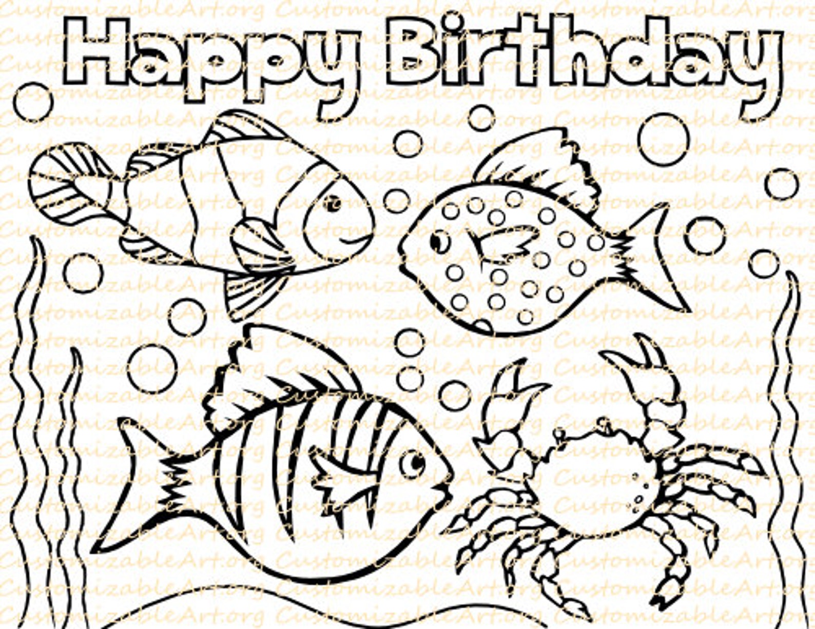 Fish Coloring Page Printable Under the Sea Coloring Sheet Digital Fish ...