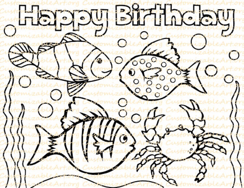 Fish Coloring Page Printable Under the Sea Coloring Sheet Digital Fish ...