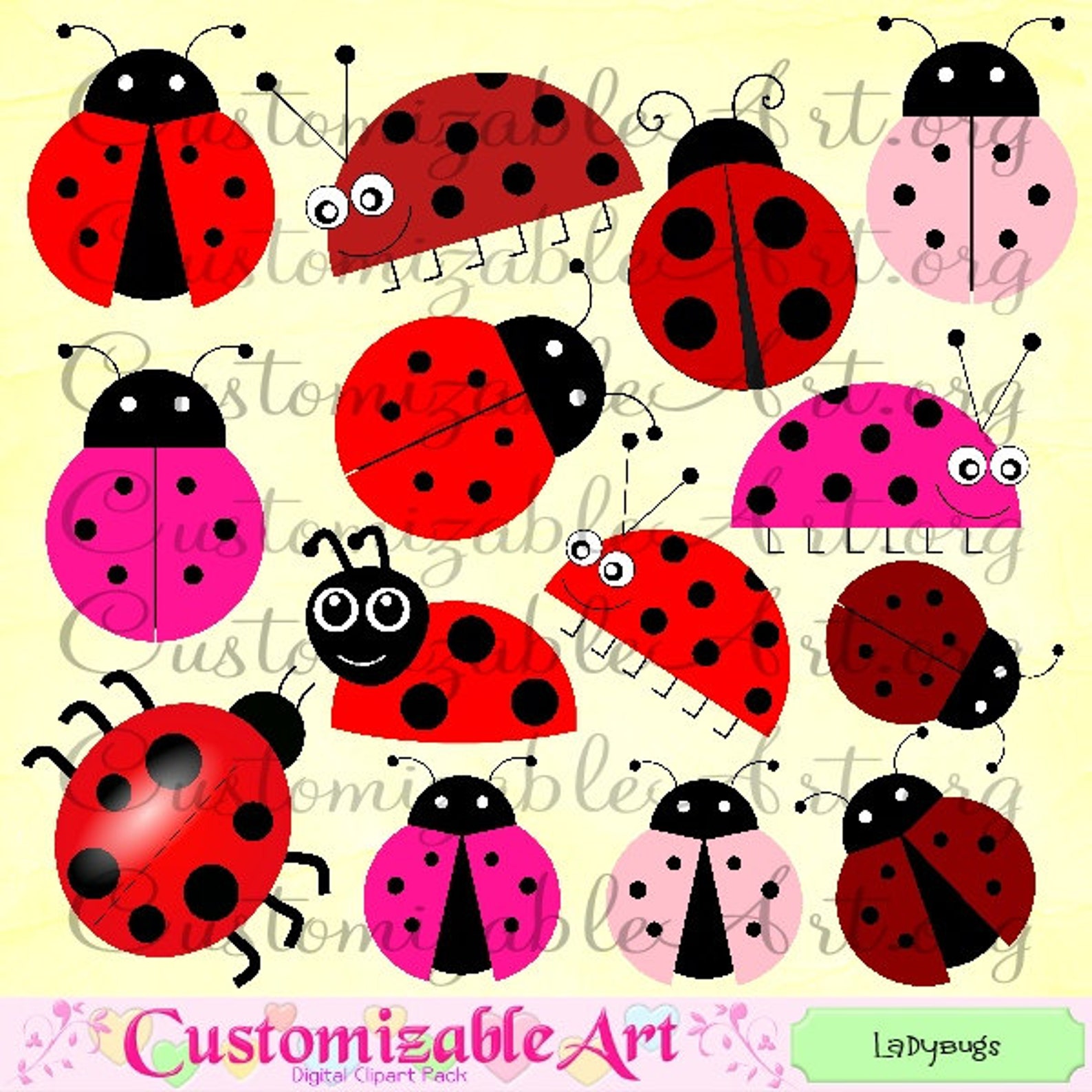 Ladybug Clipart Digital Ladybugs Clip Art Ladybird Clipart Summer ...