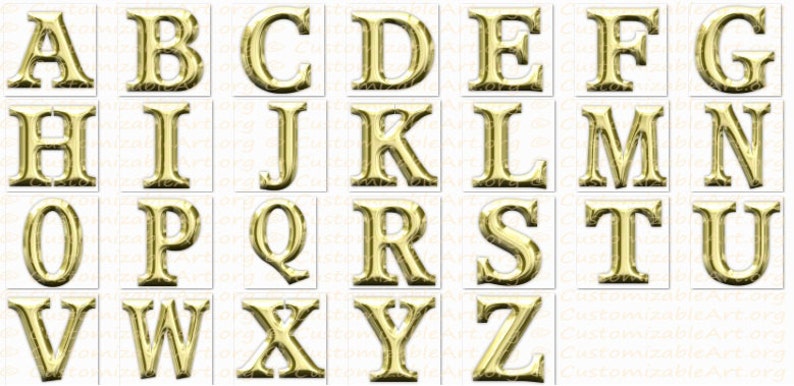 Gold Alphabet Clipart Golden Alphabet Clip Art Digital Gold Alphabet ...