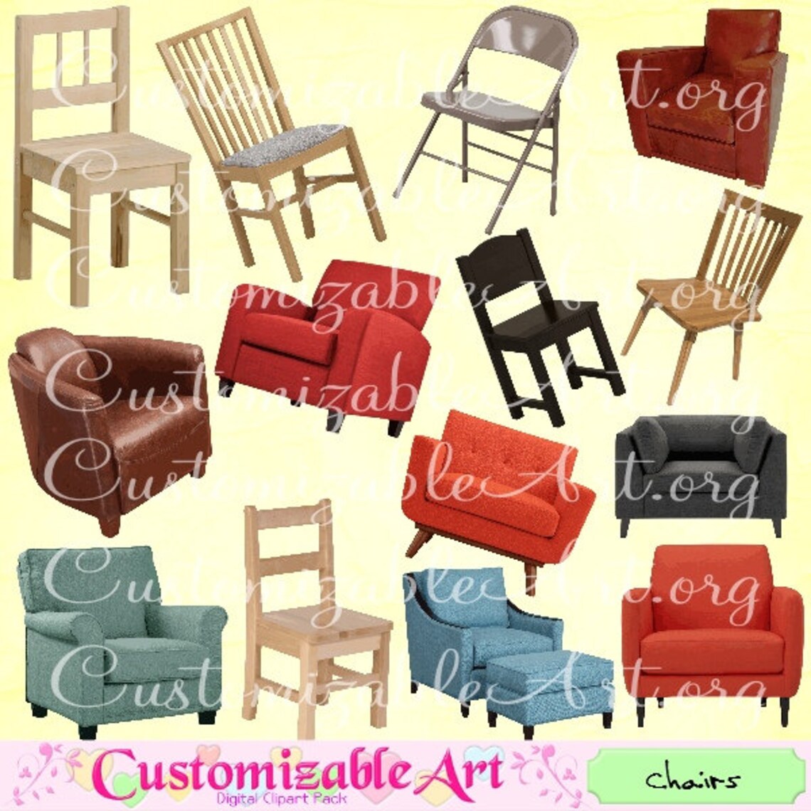Chair Clipart Digital Chair Clip Art Lounge Chair Clipart | Etsy