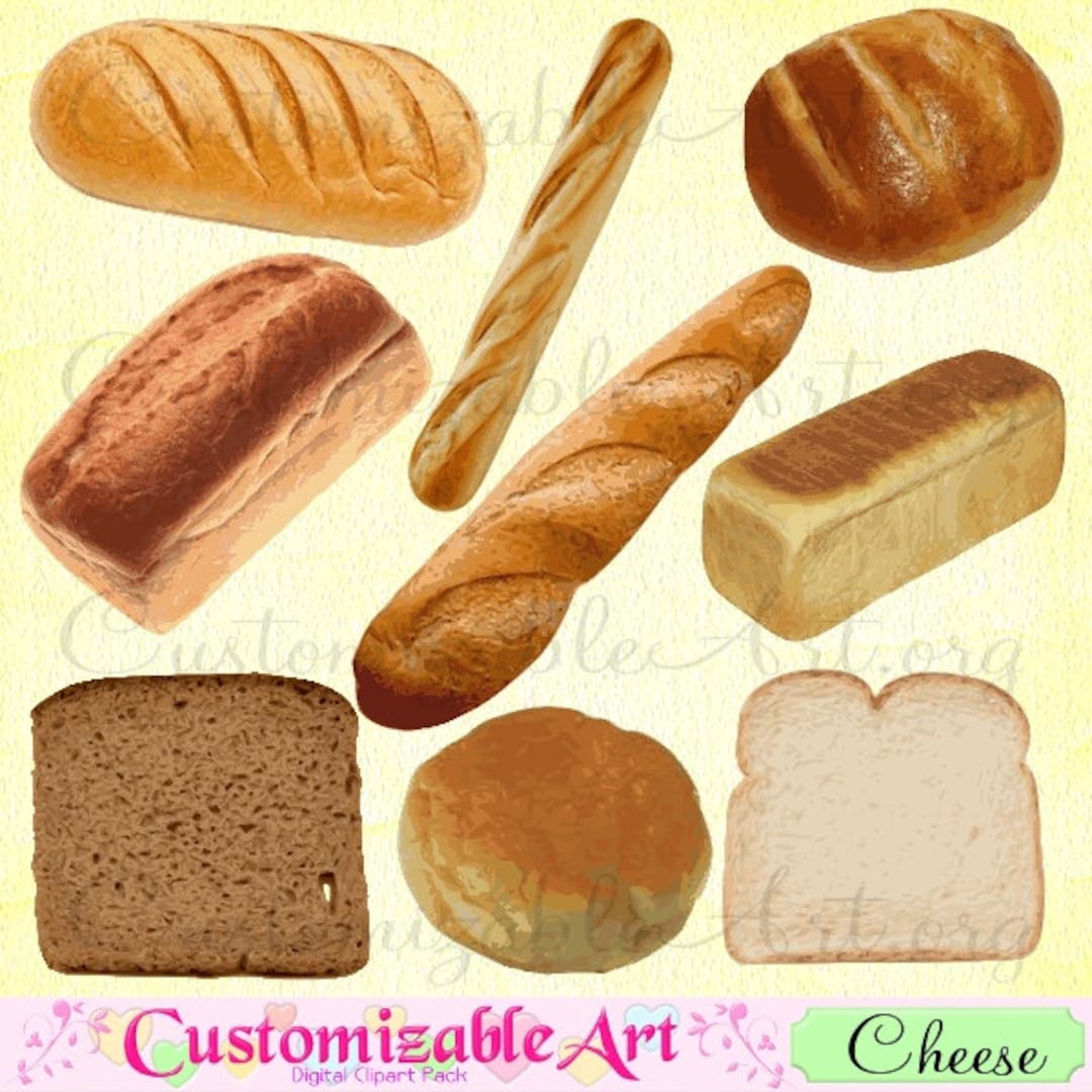 Bread Clipart Digital Bread Clip Art Scrapbook French Bread Loaf Roll ...