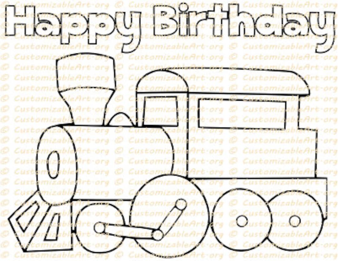 Train Coloring Page Printable Train Coloring Sheet Digital Train ...