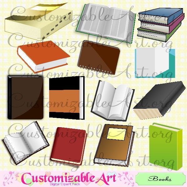 Book Clipart Digital Books Clip Art Thick Hardback Hardcover Paperback ...