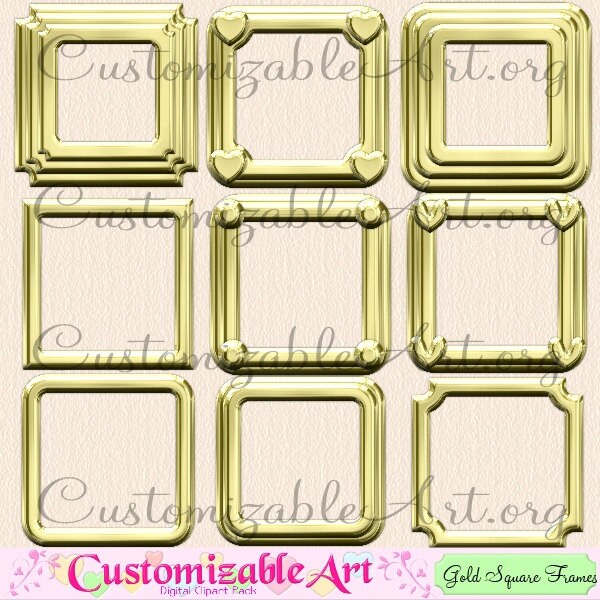 Gold Square Frame Clipart Digital Gold Frame Clip Art Golden Border ...