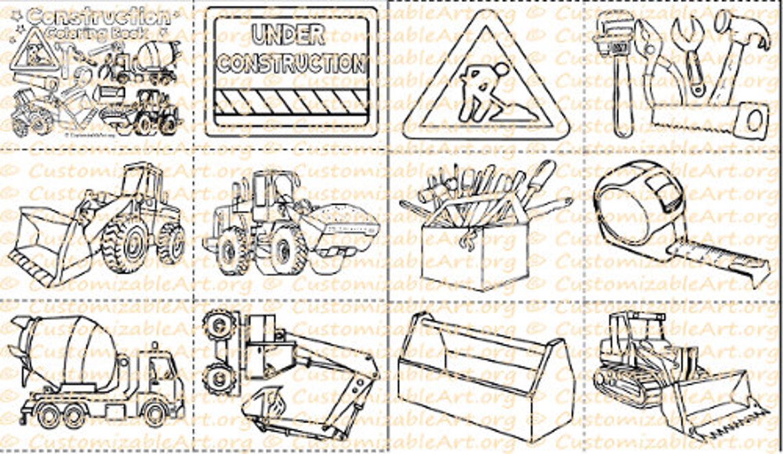Construction Coloring Book Digital Construction Coloring Pages Sheets ...