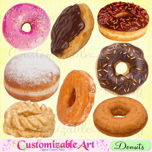 Donut Clipart Digital Donut Clip Art Donuts Desserts Scrapbook Images ...