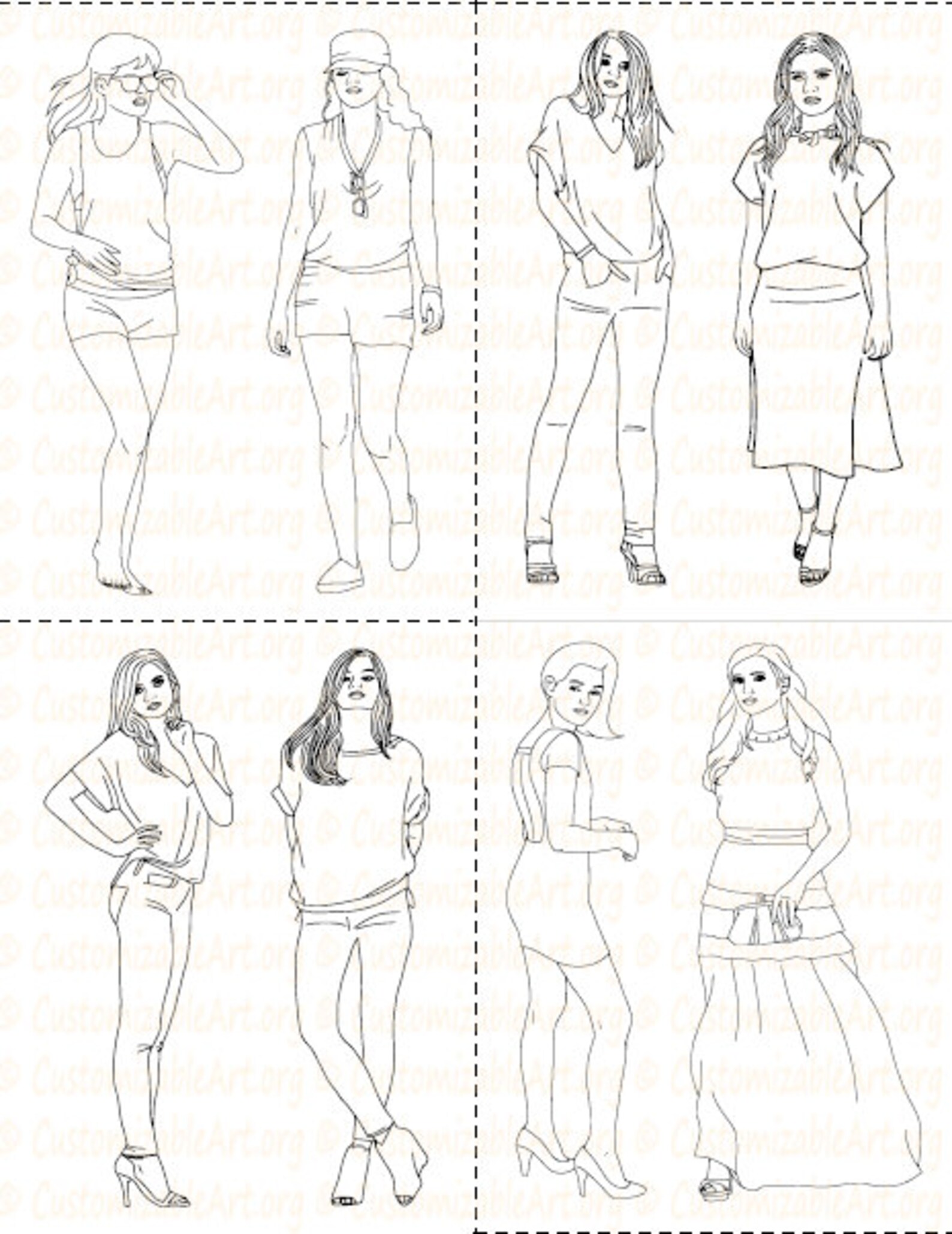 Fashion Coloring Book Printable Fashion Book Girl Women Coloring Pages ...