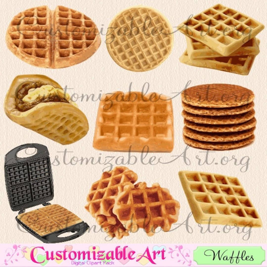 Waffle Clipart Digital Waffle Clip Art Dutch Cookie Belgian Waffle Flat ...