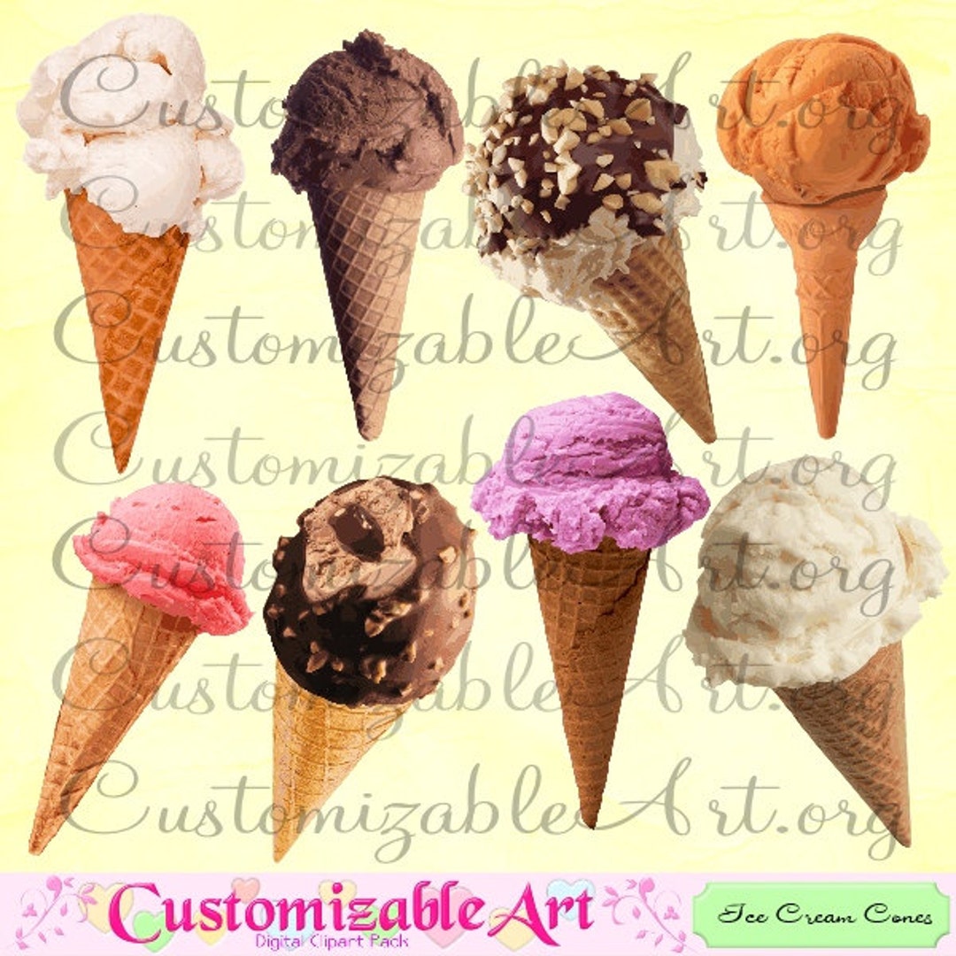 Ice Cream Cone Clipart Digital Ice Cream Clip Art Cones Vanilla ...
