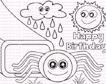 Itsy Bitsy Spider Coloring Pages - Etsy