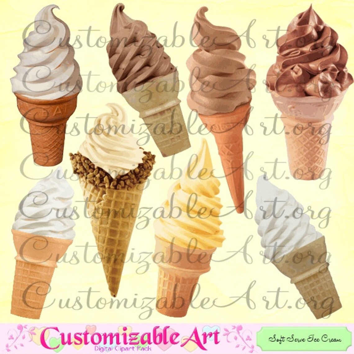 Soft Serve Ice Cream Clipart Digital Ice Cream Clip Art Soft Serve Ice ...