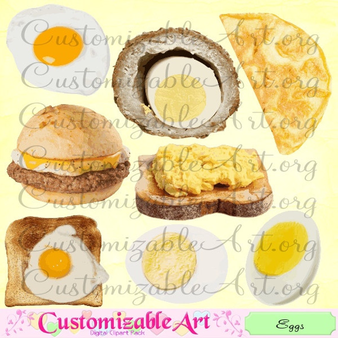 Egg Clipart Digital Egg Clip Art Fried Egg Sunny Side up Scrambled Eggs ...