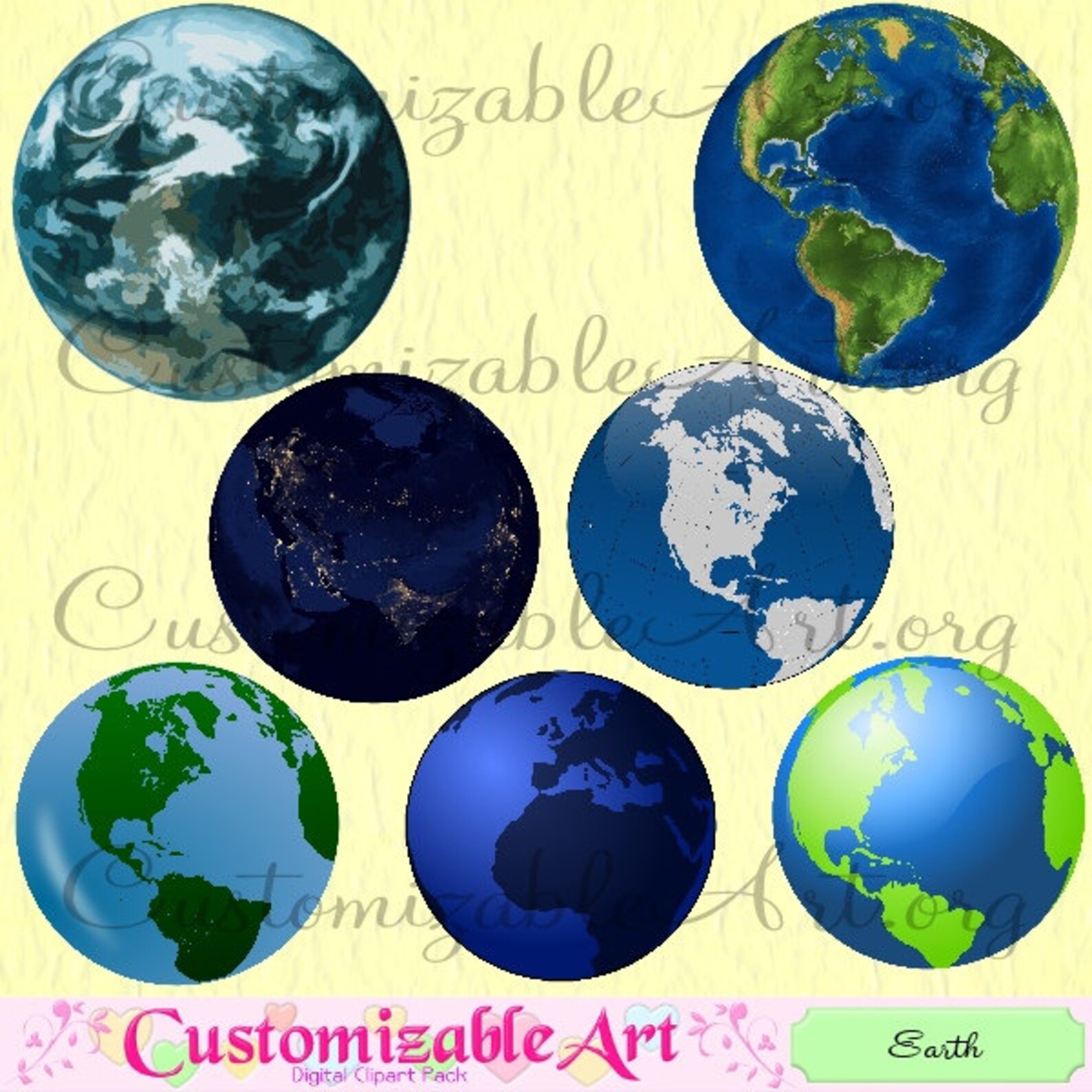 Globe Clipart Digital Globe Planet Earth Clip Art Images Blue Green ...