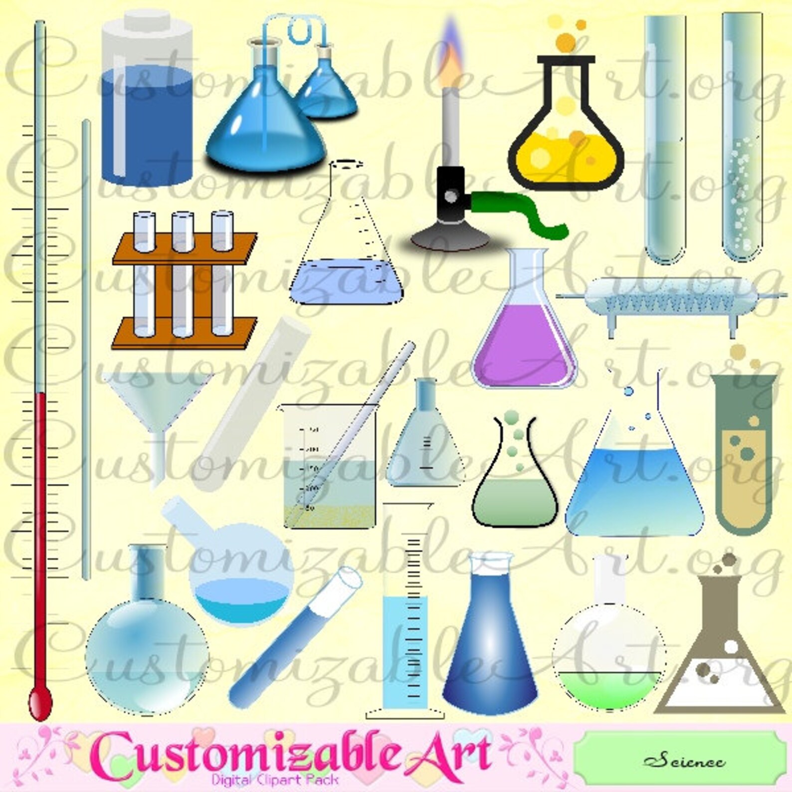 Science Clipart Digital Science Clip Art Chemistry Set Kit Clipart ...