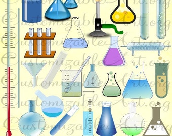 Science Clipart, Chemistry Clipart Set, Test Tube, Flasks, Beakers and ...