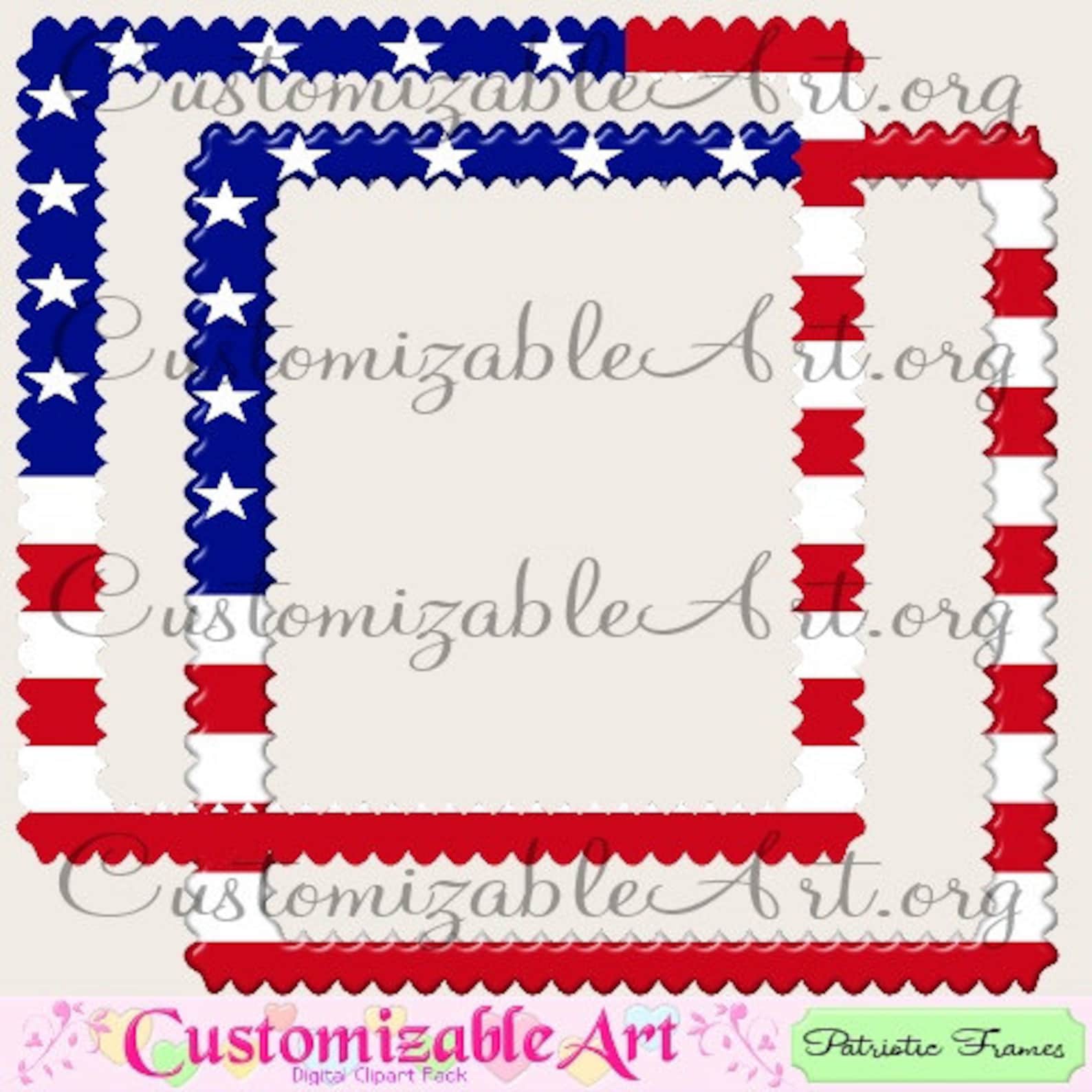 Patriotic Frame Clipart Digital 4th of July Border Frame July 4th Frame ...