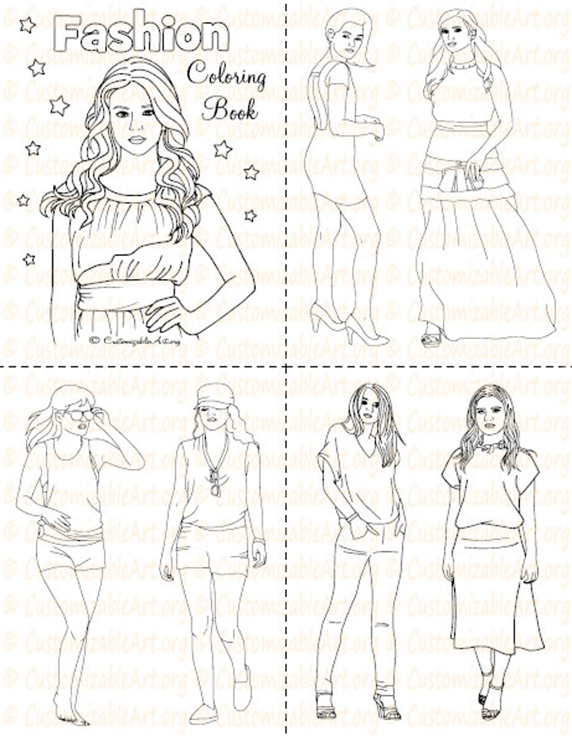 Fashion Coloring Book Printable Fashion Book Girl Women Coloring Pages ...