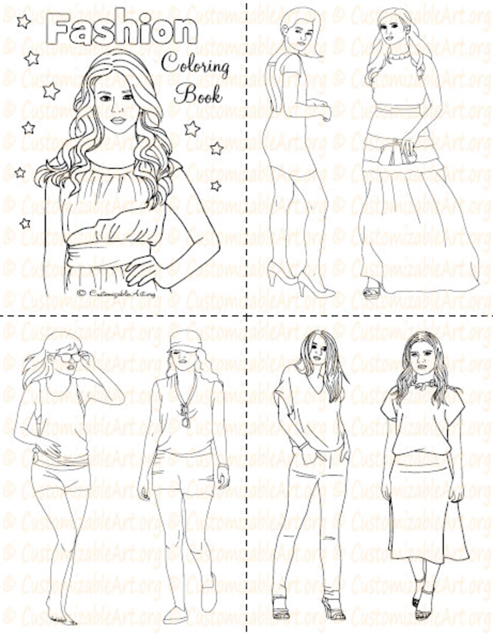 Fashion Coloring Book Printable Fashion Book Girl Women Coloring Pages ...