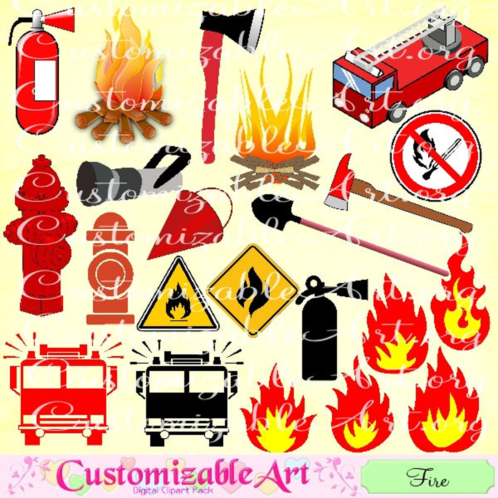 Fire Clipart Fire Clip Art Camp Fire Clipart Fire Truck Fire Digital ...
