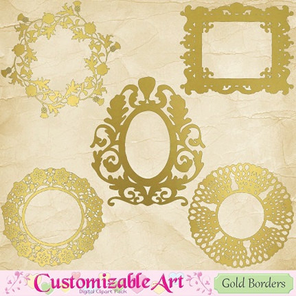 Gold Frames Clipart Gold Border Clipart Gold Frame Clipart Printable ...