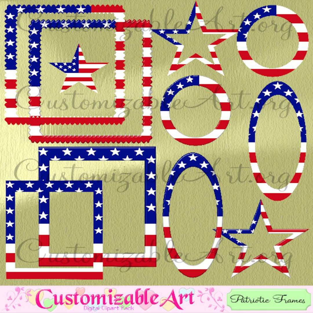 Patriotic Frame Clipart Digital 4th of July Border Frame July 4th Frame ...