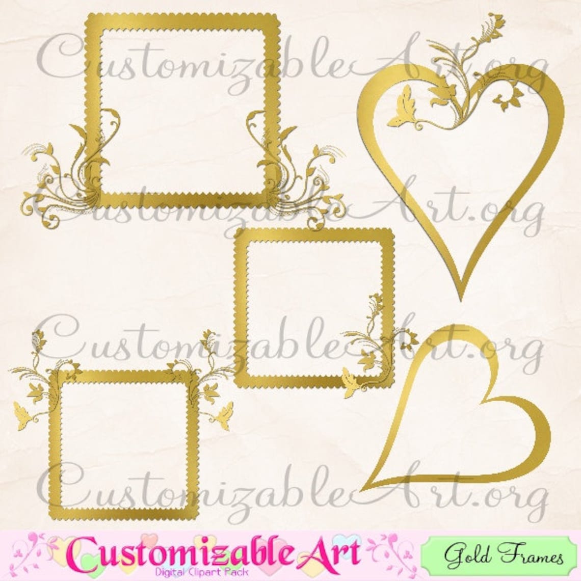 Gold Frame Clipart Digital Gold Frames Clip Art Golden Frame Clipart ...